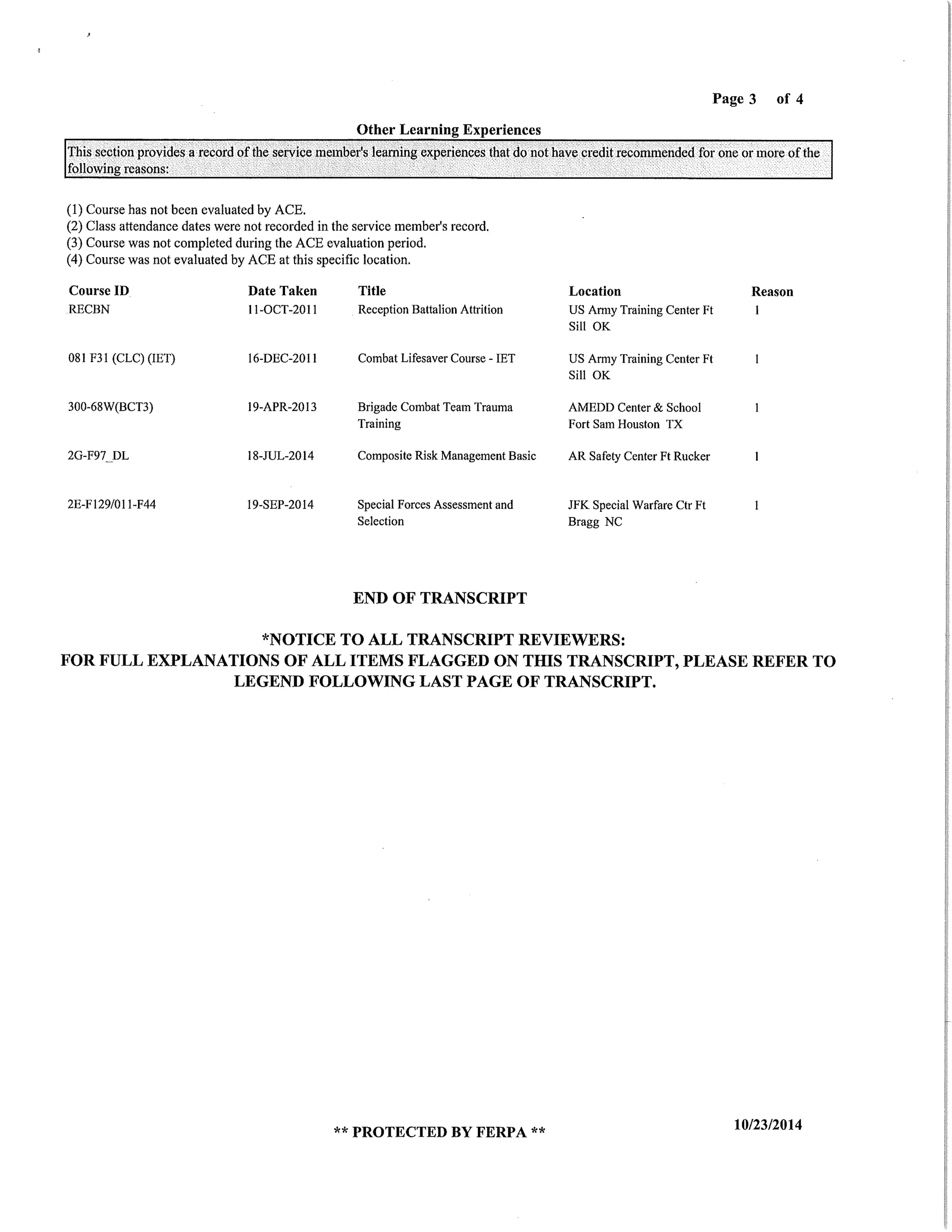 Joint Services Transcript | PDF