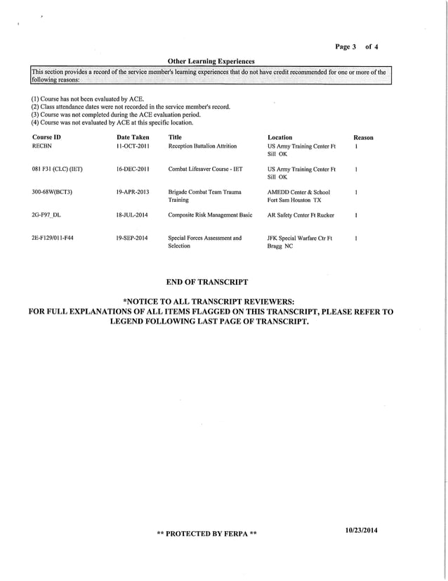 Joint Services Transcript | PDF