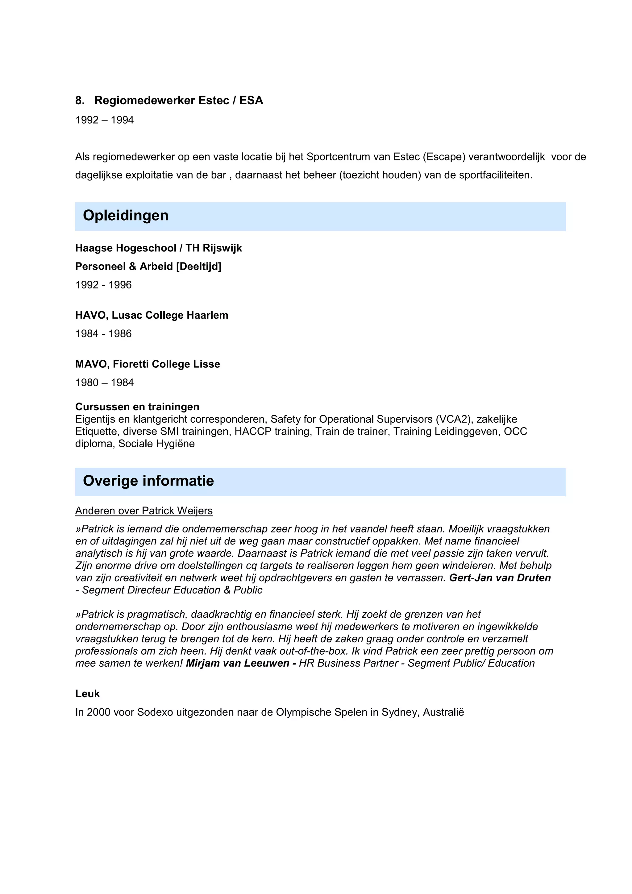 Curriculum Vitae Patrick Weijers | PDF