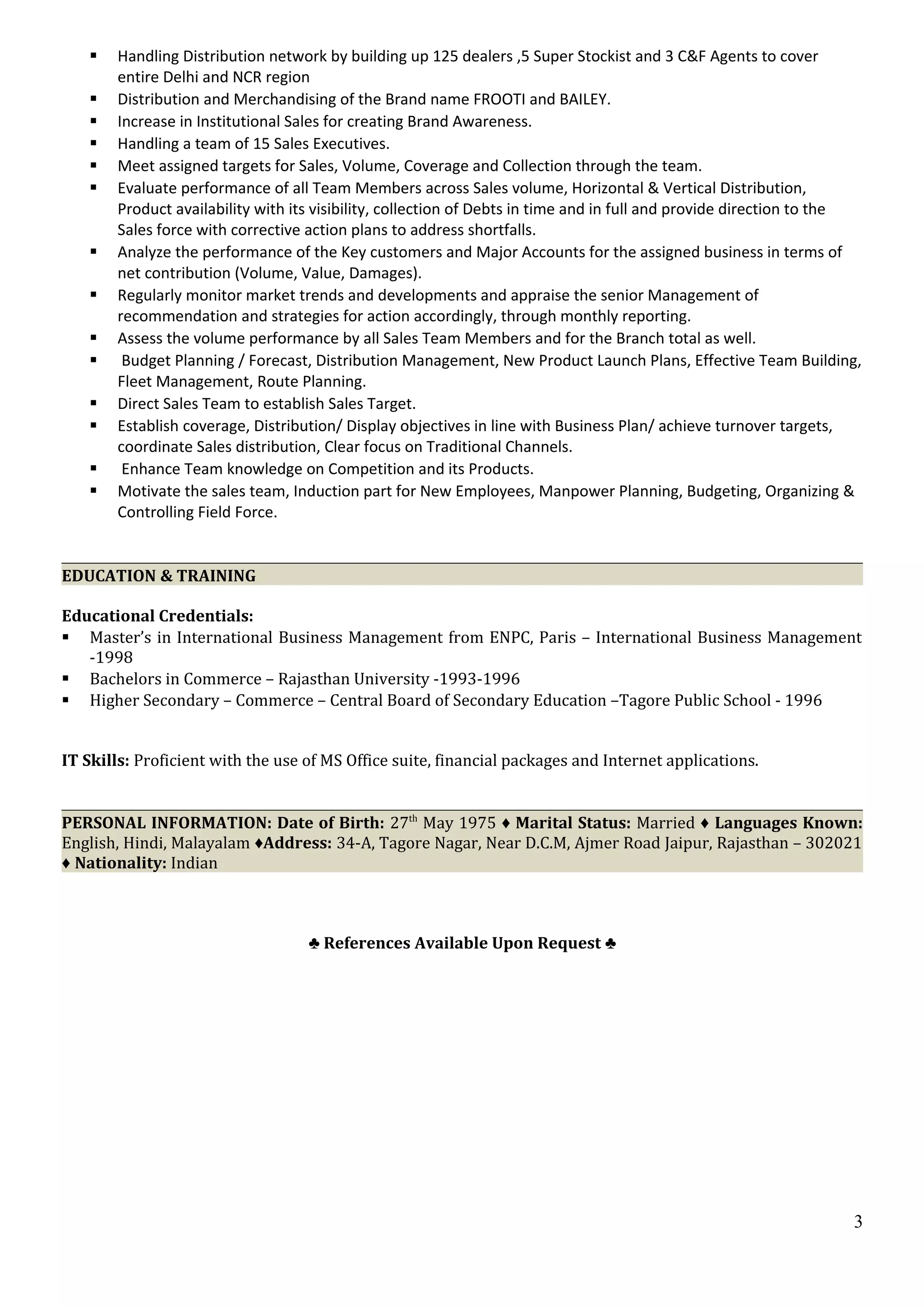 CV - Rajesh Panicker | DOC | Sales | Business