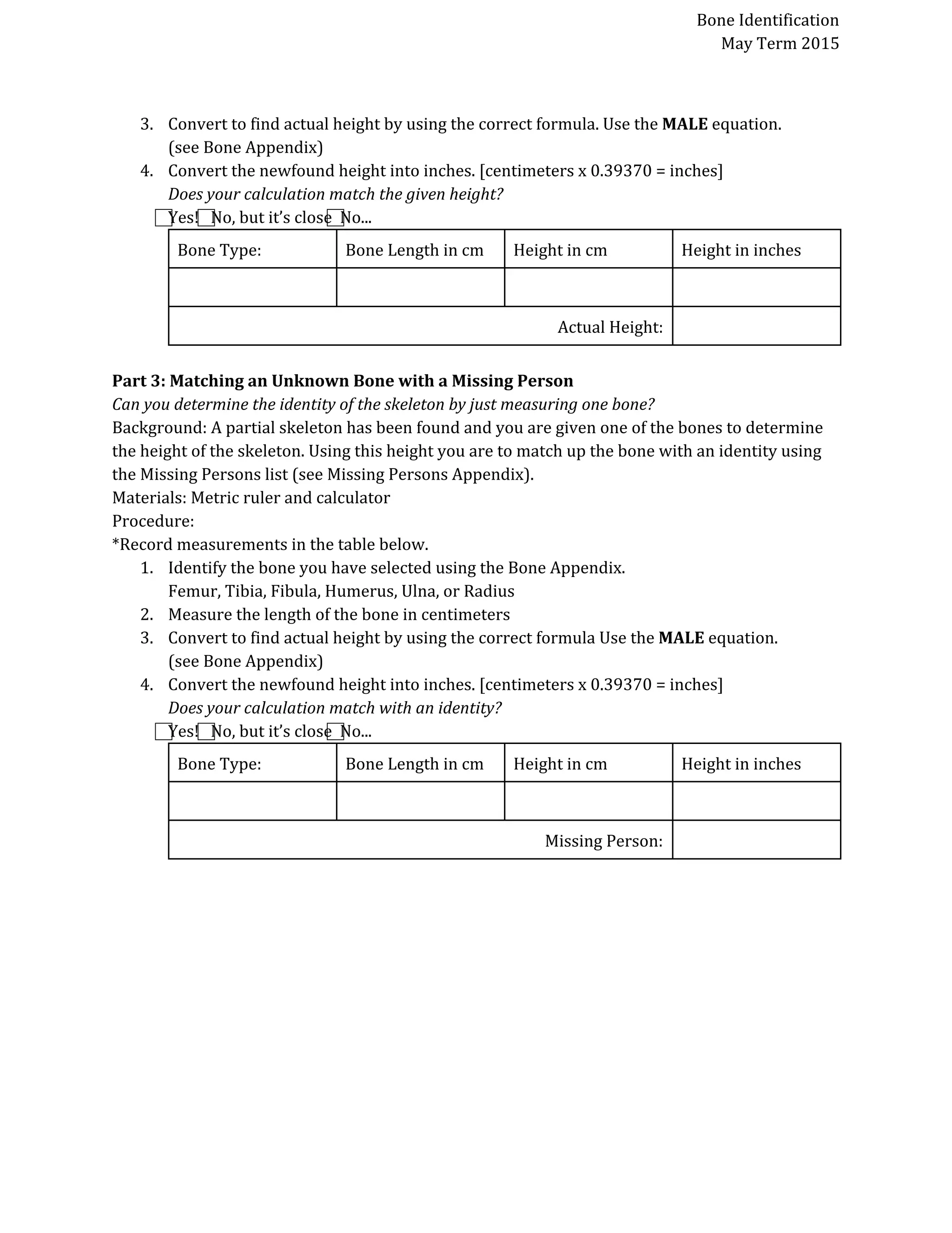 BoneIdentificationLab | PDF