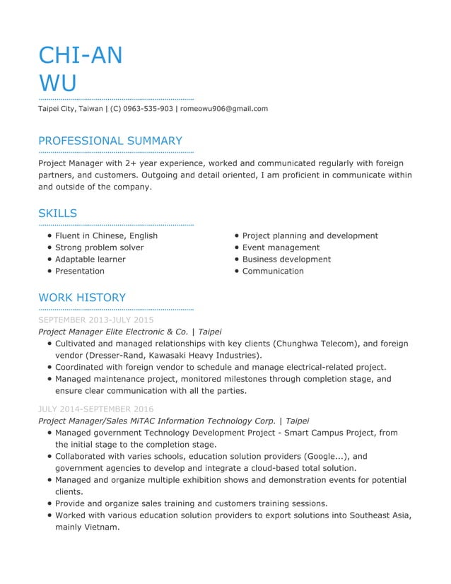 Chi-An Wu Resume | PDF