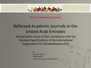 Refereed Academic Journals in the United Arab Emirates | PPT