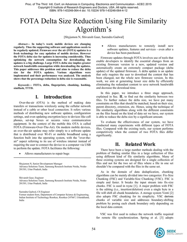 Fota Delta Size Reduction Using FIle Similarity Algorithms | PDF