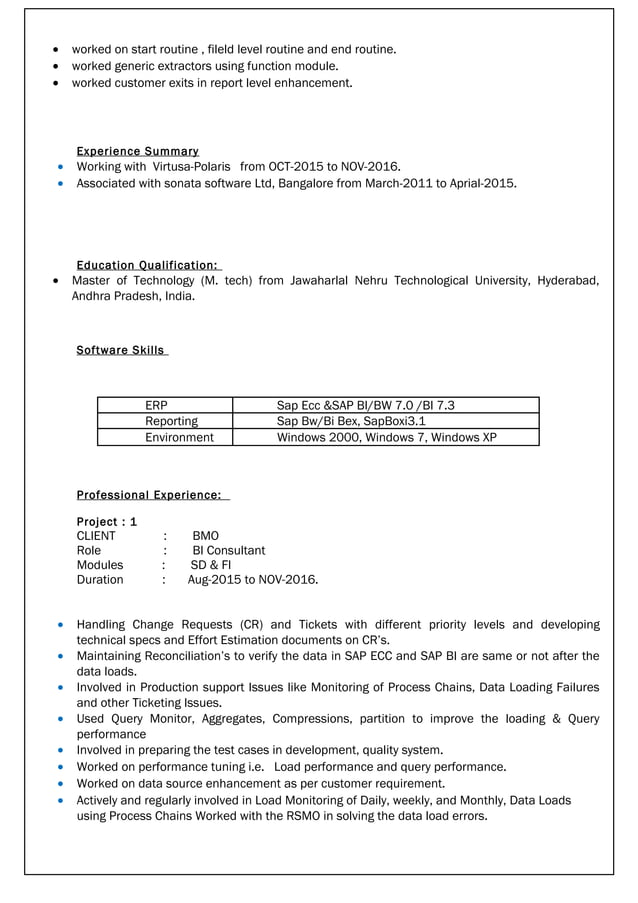 suresh resume BI ABAP | DOC | Databases | Computer Software and Applications