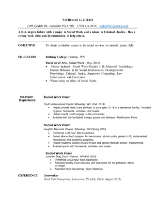 Nicholas Dileo Resume final | PDF
