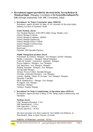 Dossier on Refinery Experience | DOCX