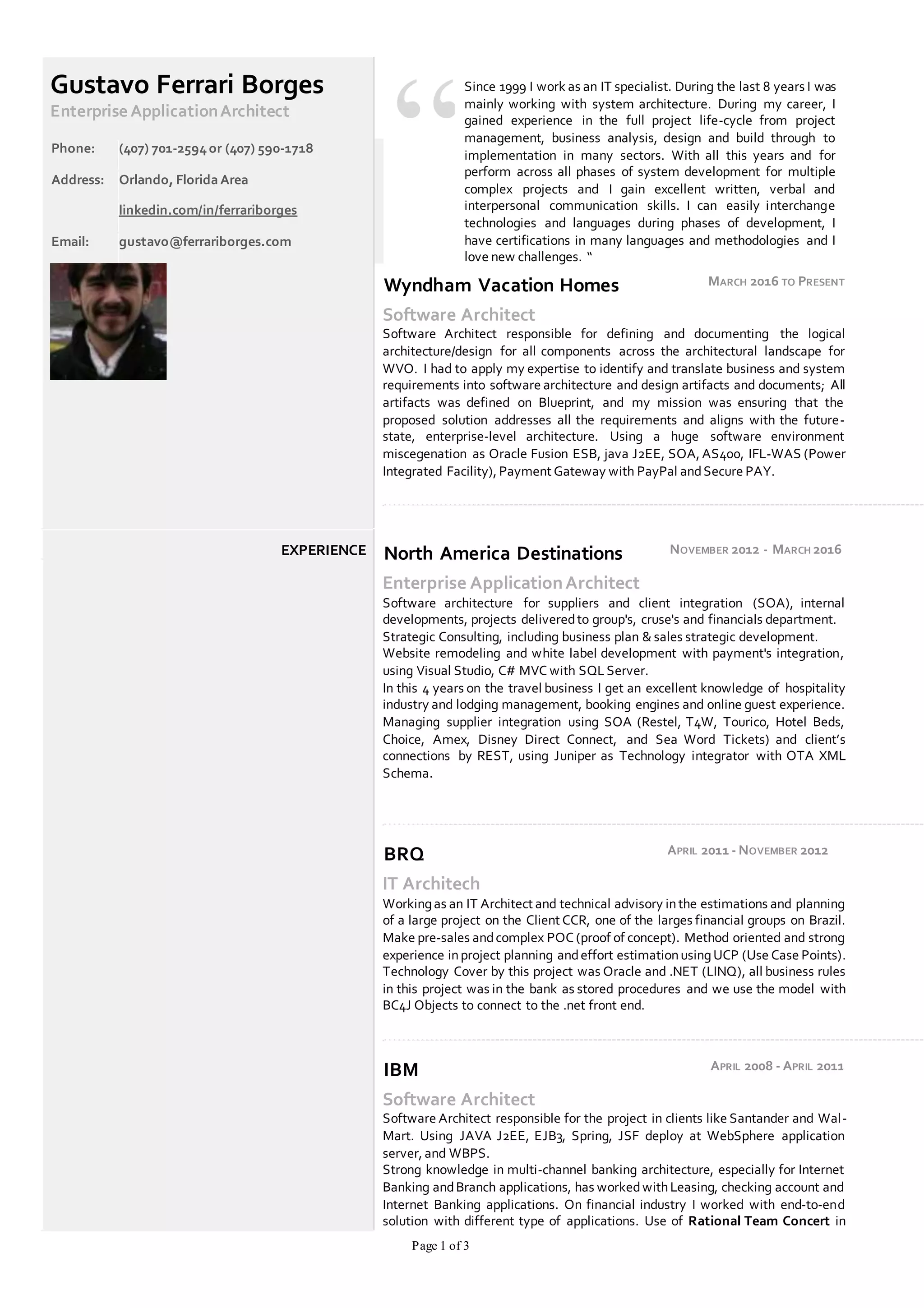 Gustavo Ferrari Borges's resume | DOCX