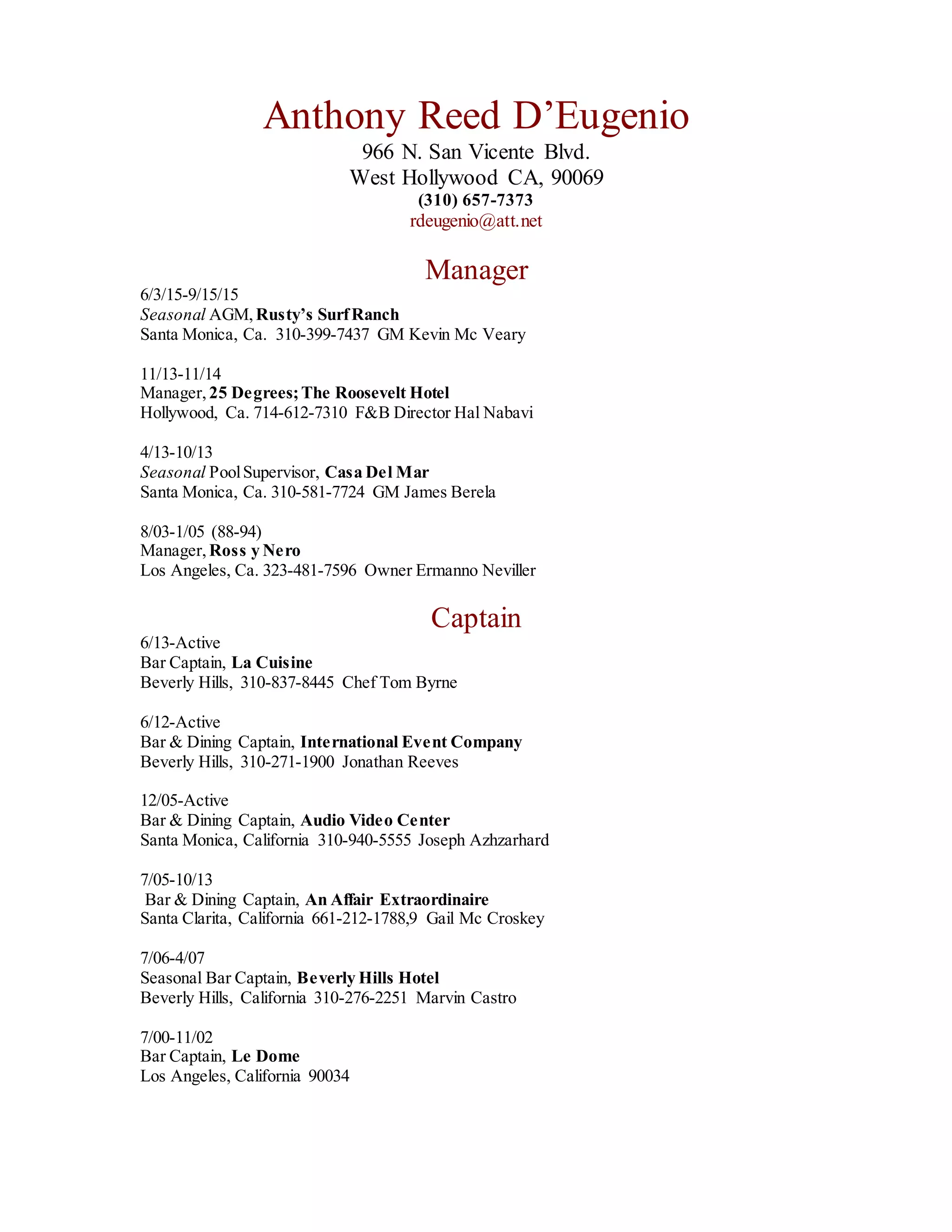 Anthonys Manager Resume | DOCX