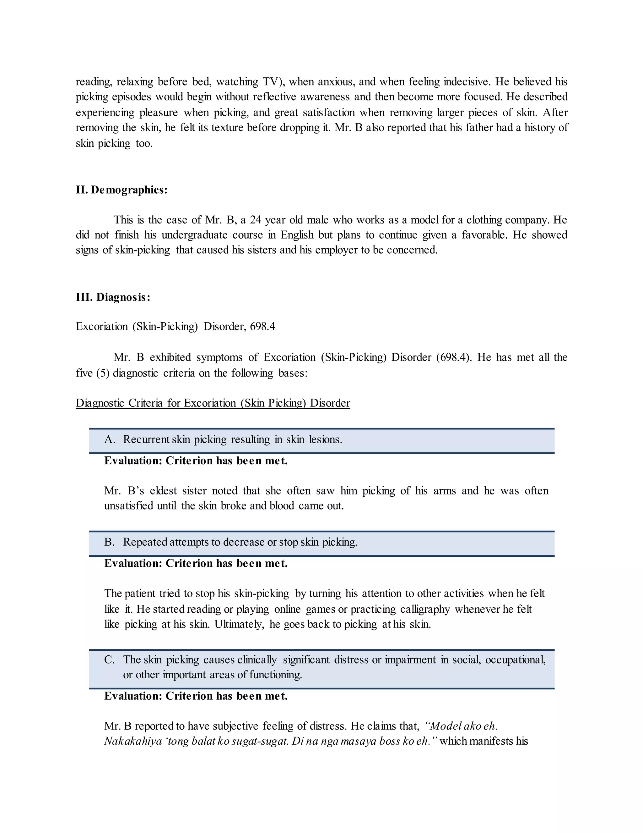 Case Study - Excoriation | DOCX