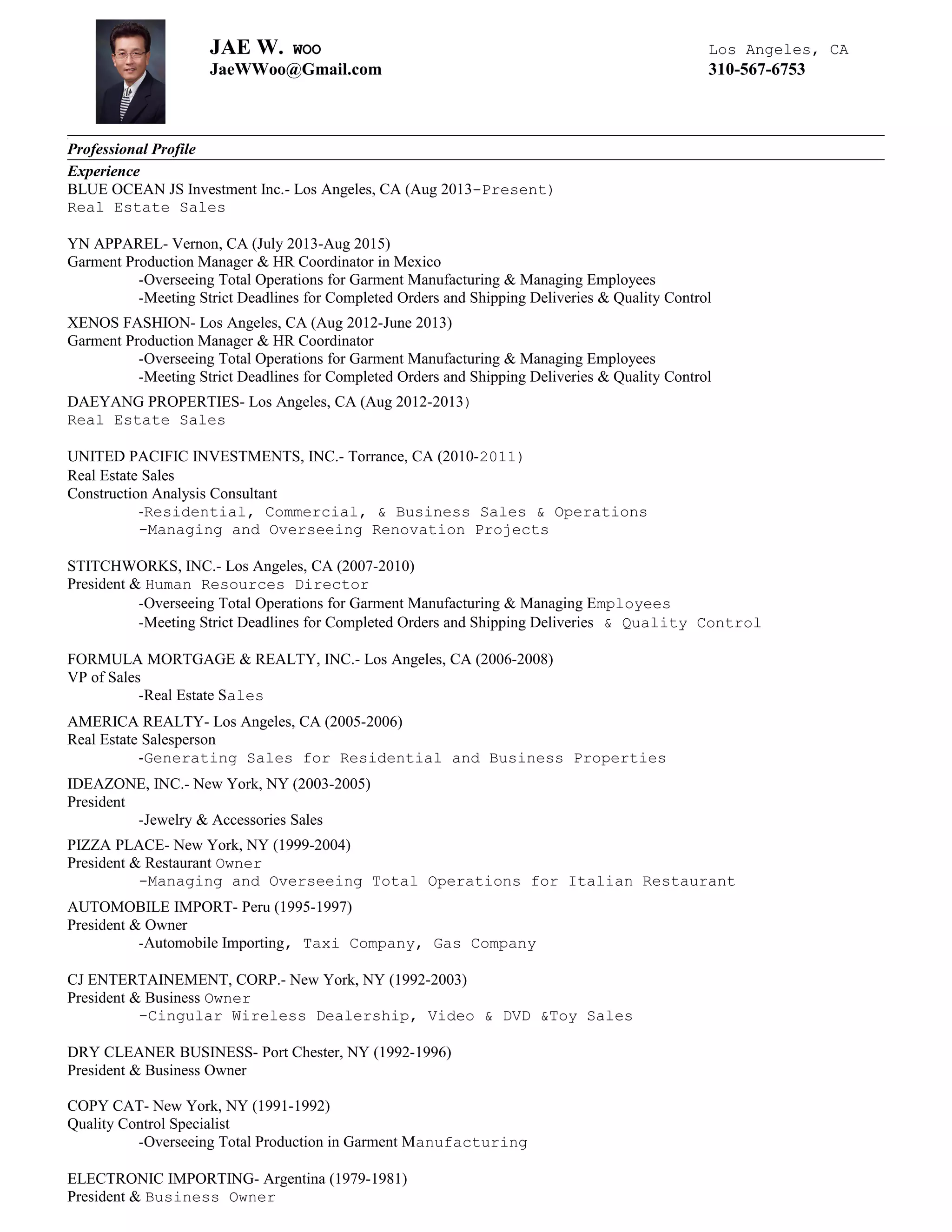 JWoo Complete Resume | DOC