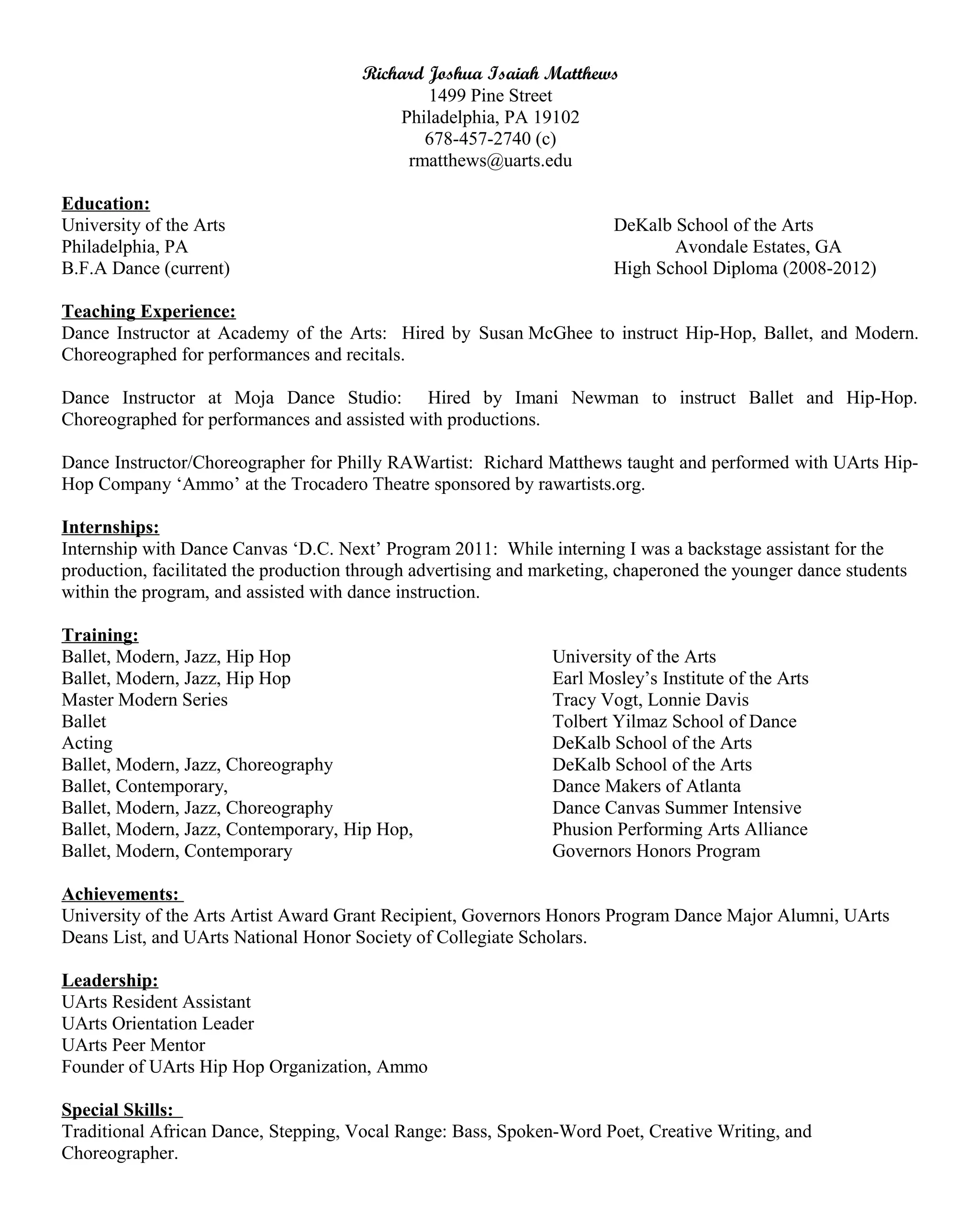 Richard Professional Teaching Resume | PDF