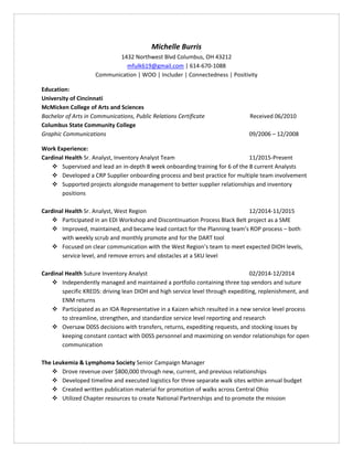 Michelle Burris 2016 Resume | PDF