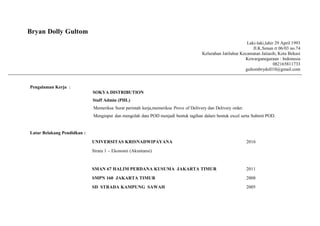 Bryan Dolly Gultom Resume | PPT