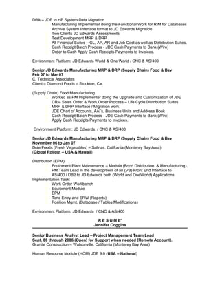 Jennifer Coggins JDE MRP Manufacturing 2016 | DOC