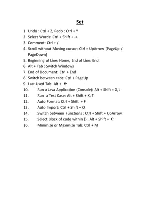 Eclipse Useful ShortCuts | PDF
