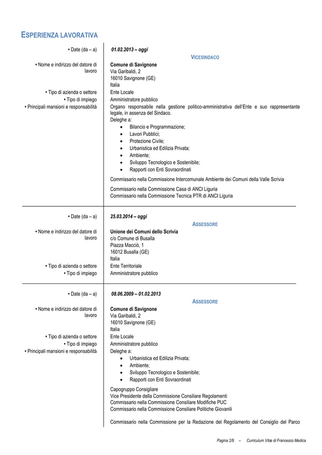Curriculum vitae di Francesco Medica | PDF | Business | Business and Finance