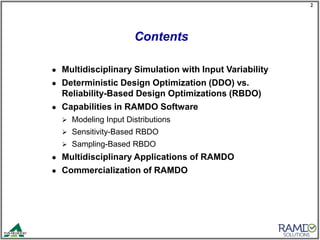Development of Reliability Analysis and Multidisciplinary Design Optimization (RAMDO) Software | PPT
