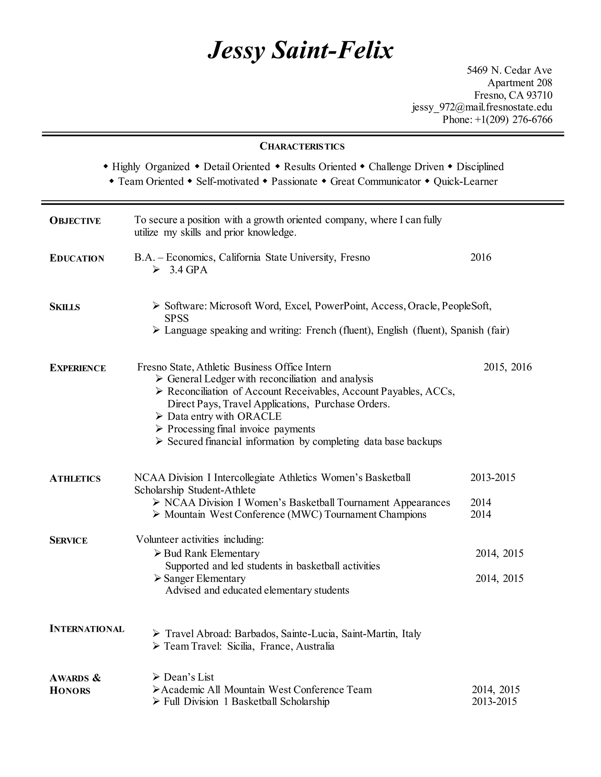 Jessy's Resume | DOCX | Business | Business and Finance