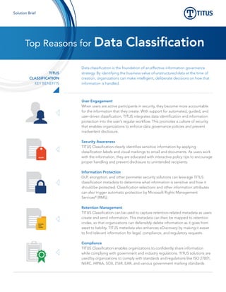 TITUS - Top Reasons For Data Classification | PDF