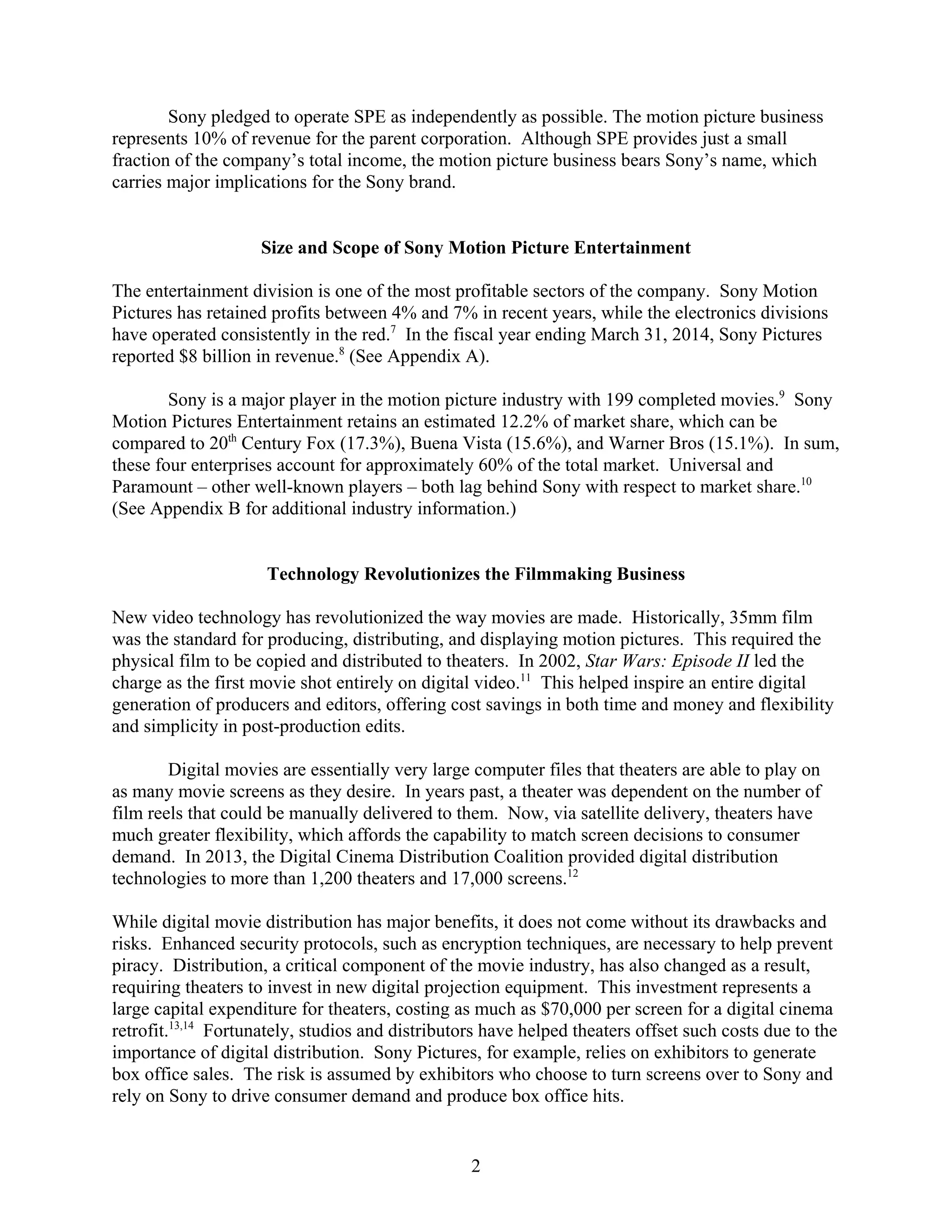 Sony Pictures Entertainment Case A | PDF