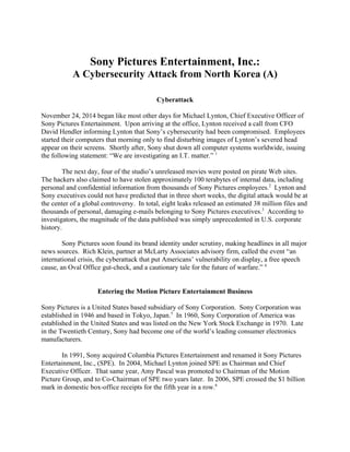 Sony Pictures Entertainment Case A | PDF