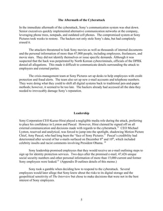Sony Pictures Entertainment Case A | PDF