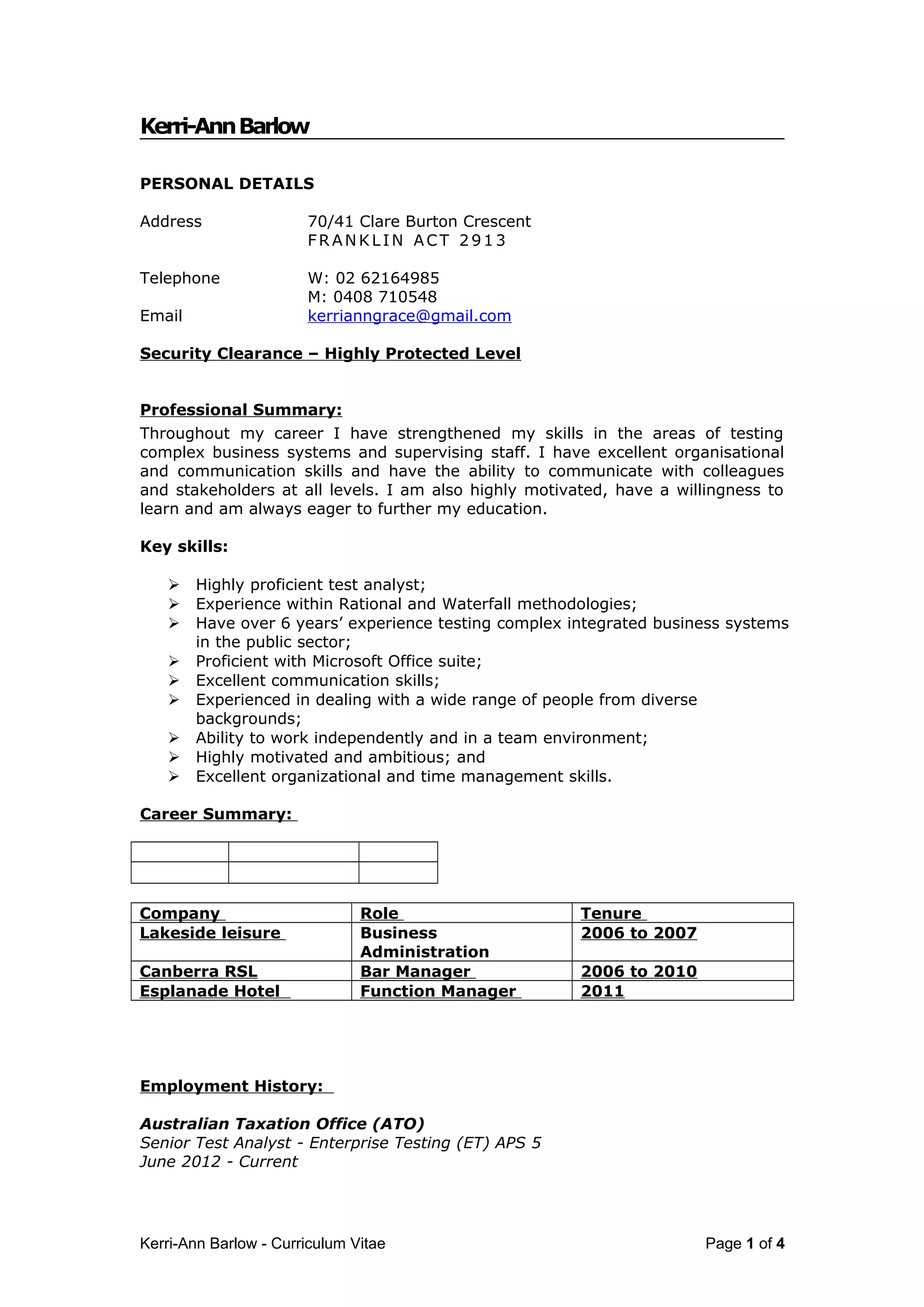 KerriAnn_Barlow_resume 2016 | PDF