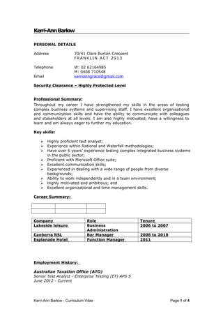 KerriAnn_Barlow_resume 2016 | PDF