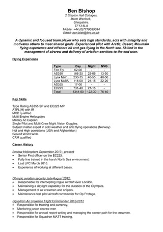 Ben Bishop CV | DOC