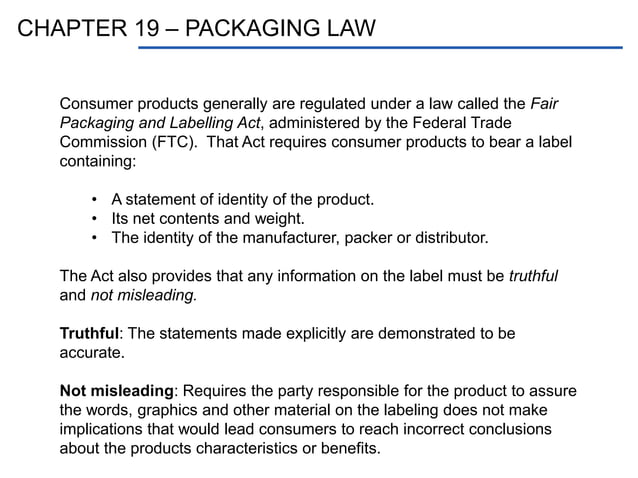 Chapter 19 Packaging Law - JAW | PPTX