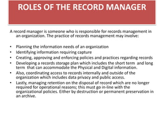 RECORDS MANANGEMENT SYSTEM (Electronic Records Management) | PPTX