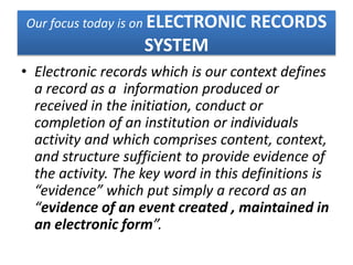 RECORDS MANANGEMENT SYSTEM (Electronic Records Management) | PPTX