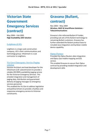 David Edson CV Projects | PDF