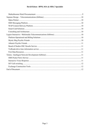 David Edson CV Projects | PDF