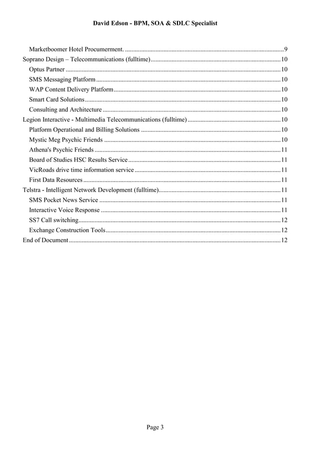 David Edson CV Projects | PDF