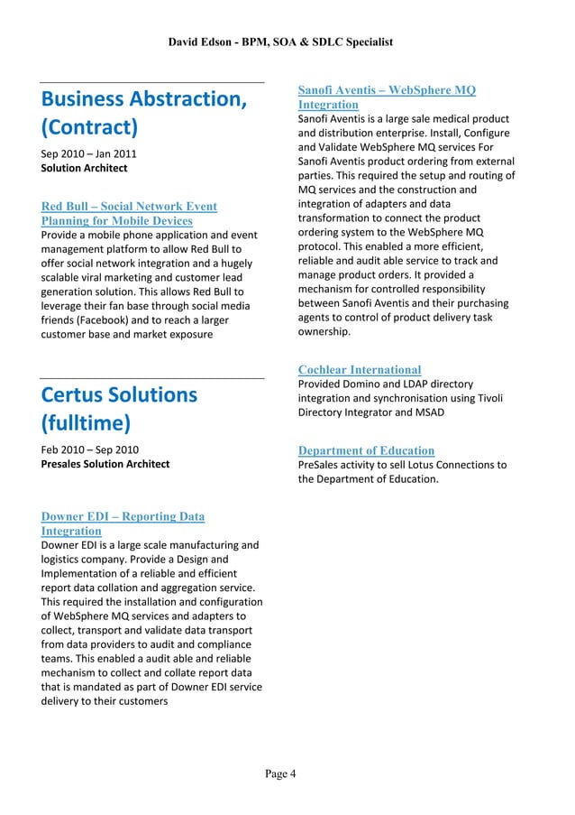 David Edson CV Projects | PDF