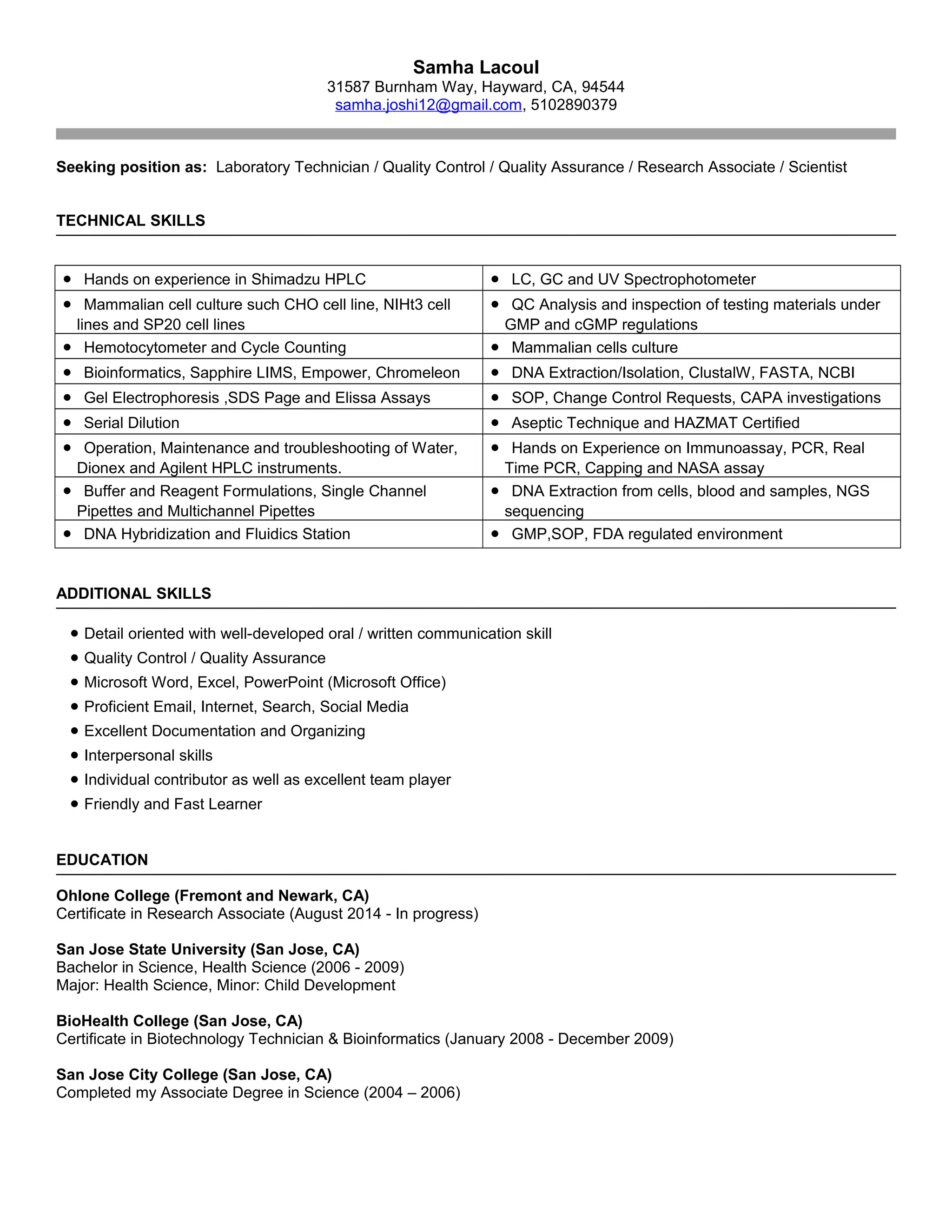 Samha Joshi 2016 resume | DOC