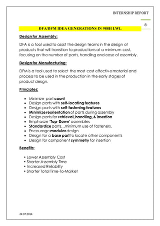 Caterpillar Summer Internship report | DOCX