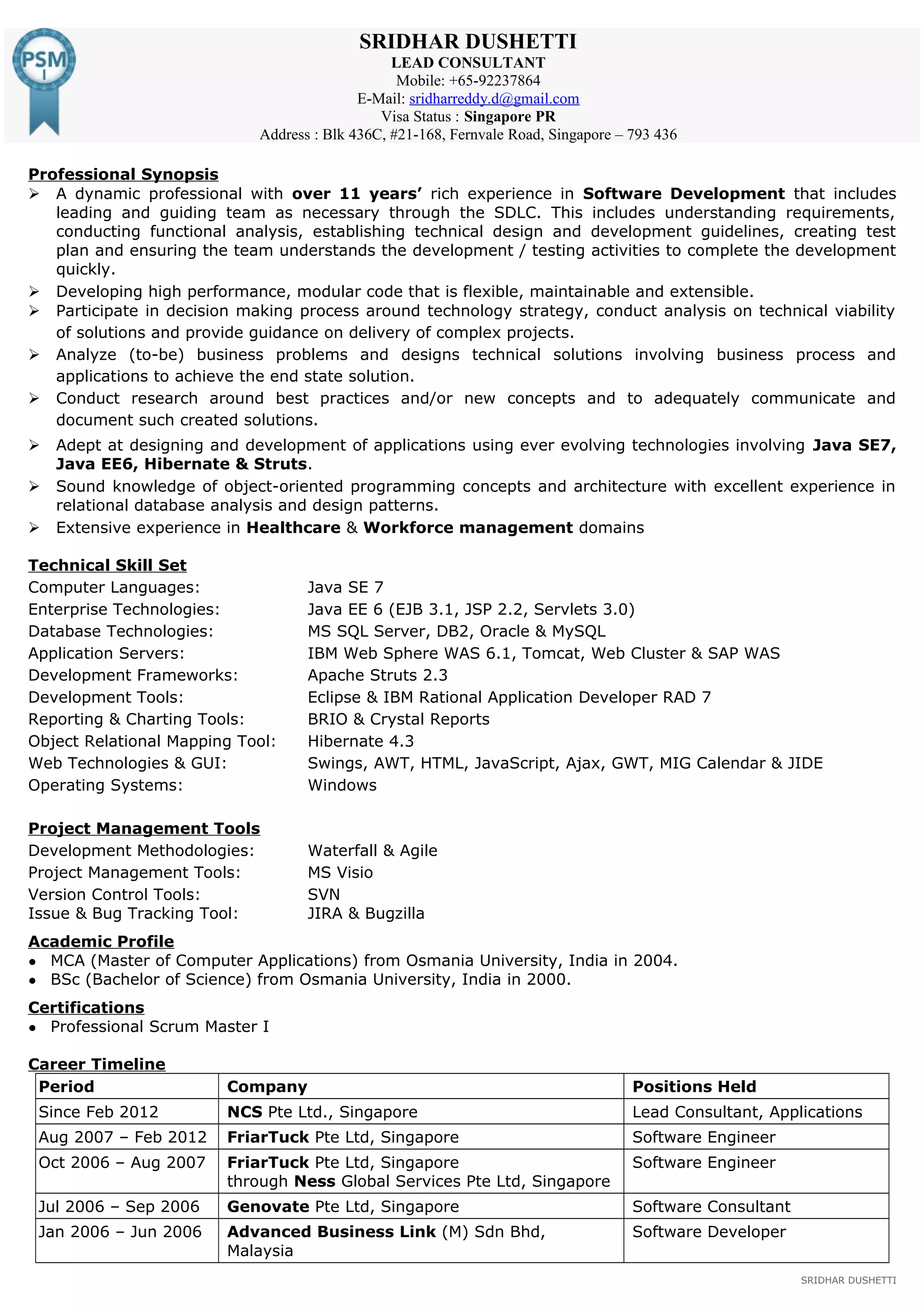 Sridhar Resume | DOC