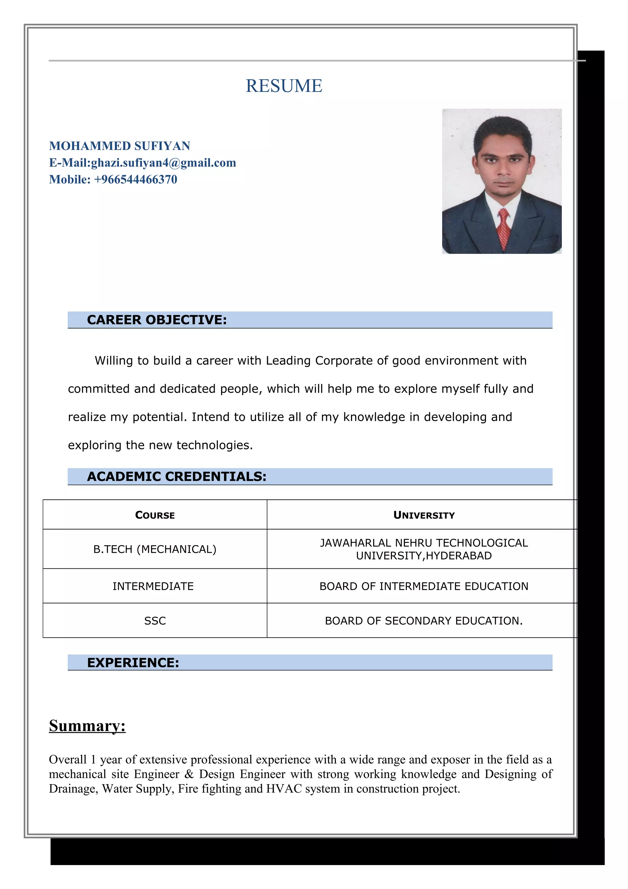 SUFIYAN HVAC CV | PDF