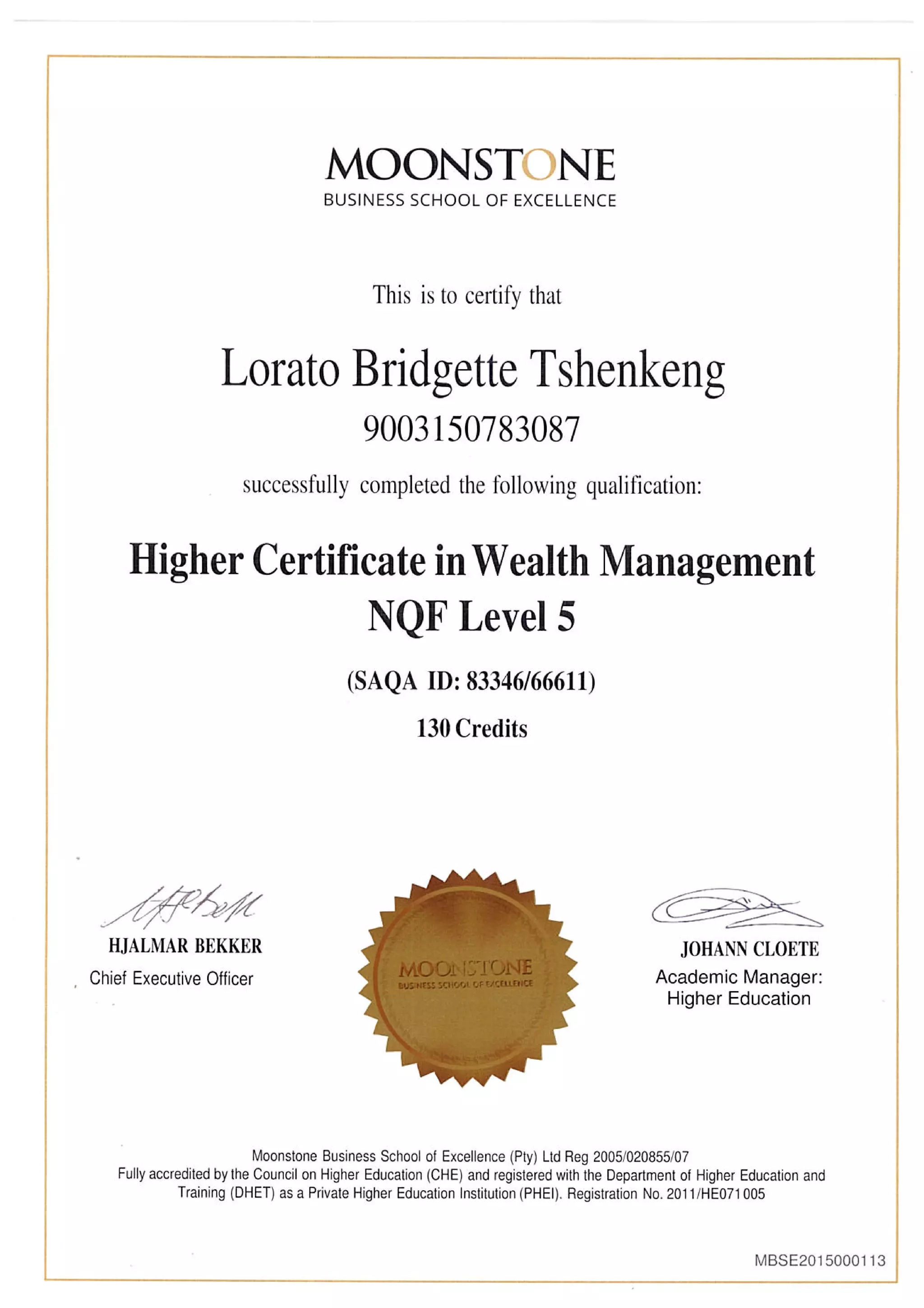 higher Certificate | PDF
