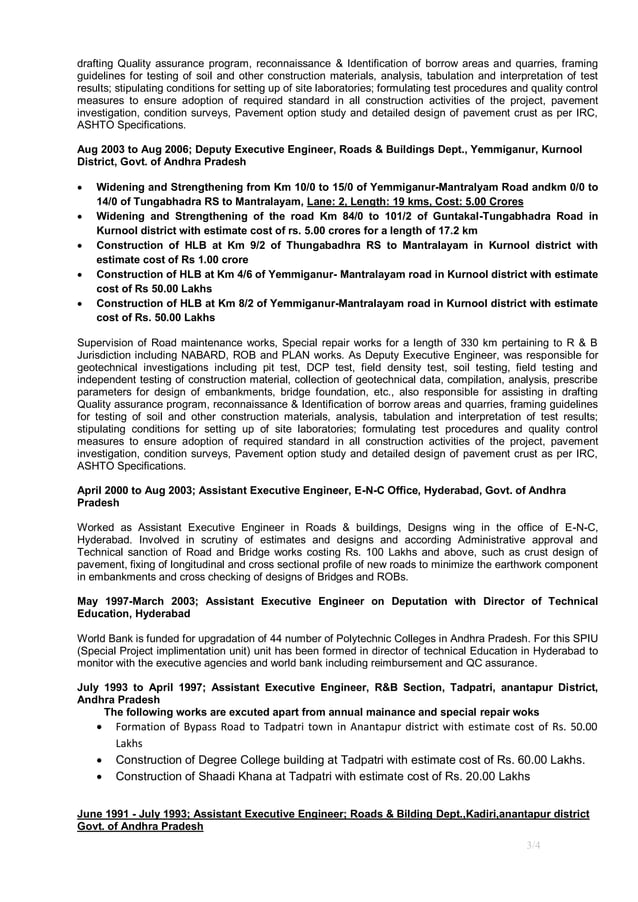 Chennakesavulu CV tendering format | PDF | Civil Engineering Industry ...