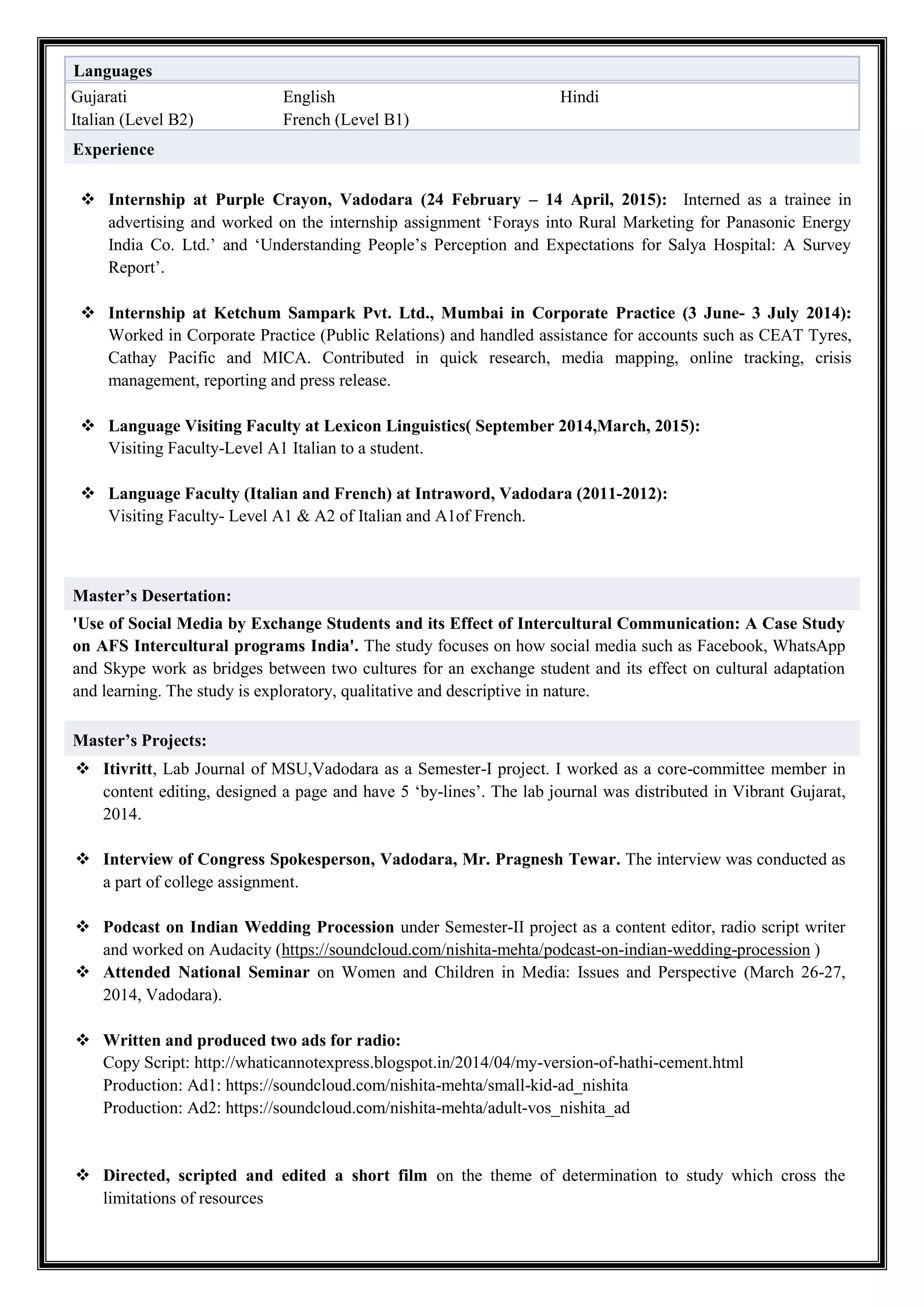 Nishita Mehta_CV | PDF