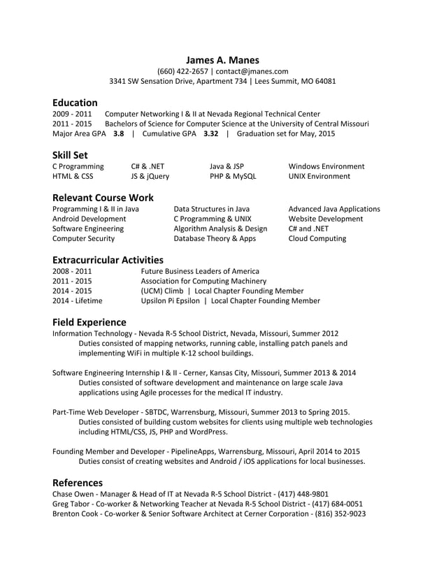 Resume | PDF | Programming Languages | Computing