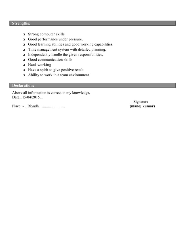 Manoj Kumar CV | PDF