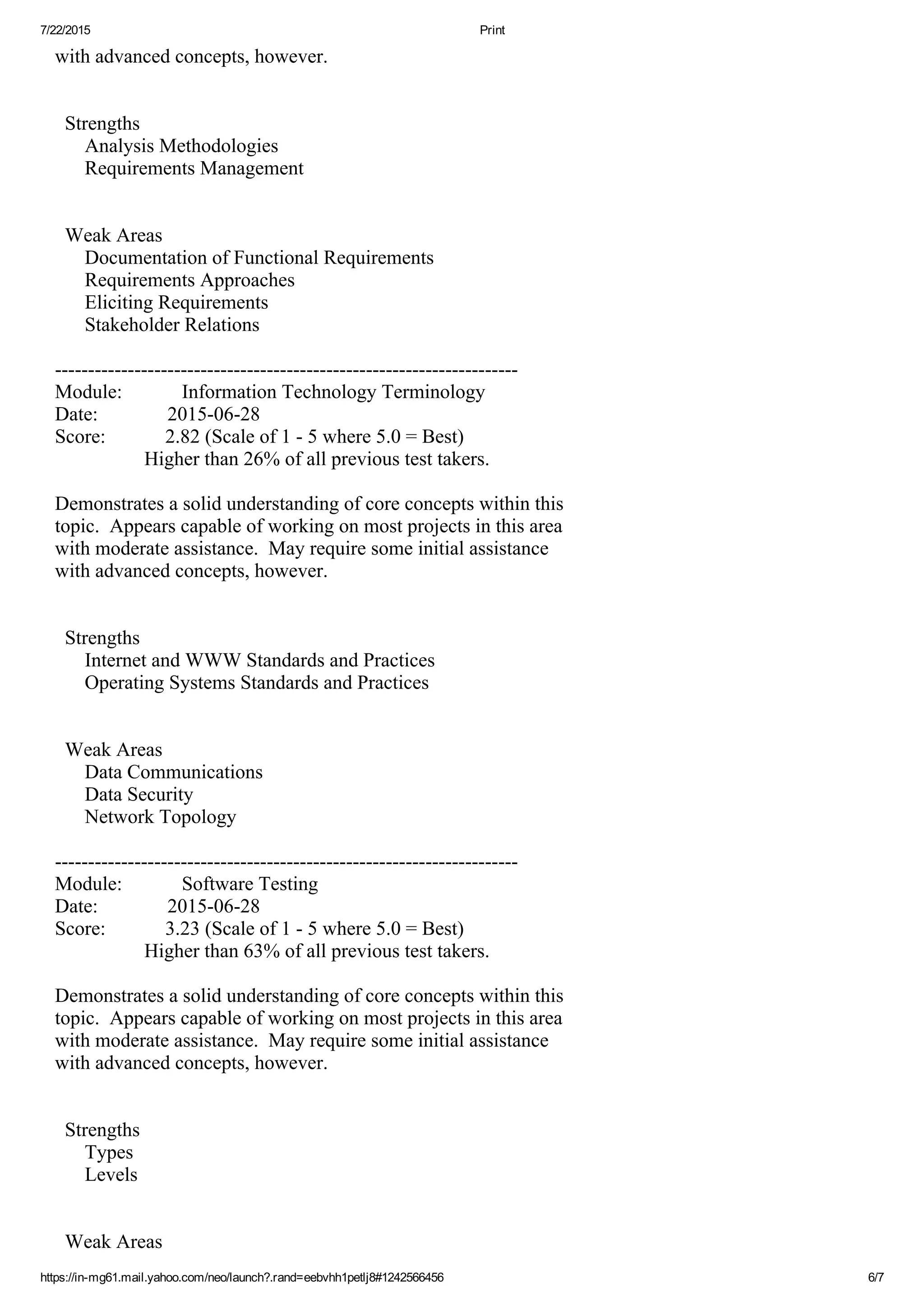 Brainbench Transcript | PDF