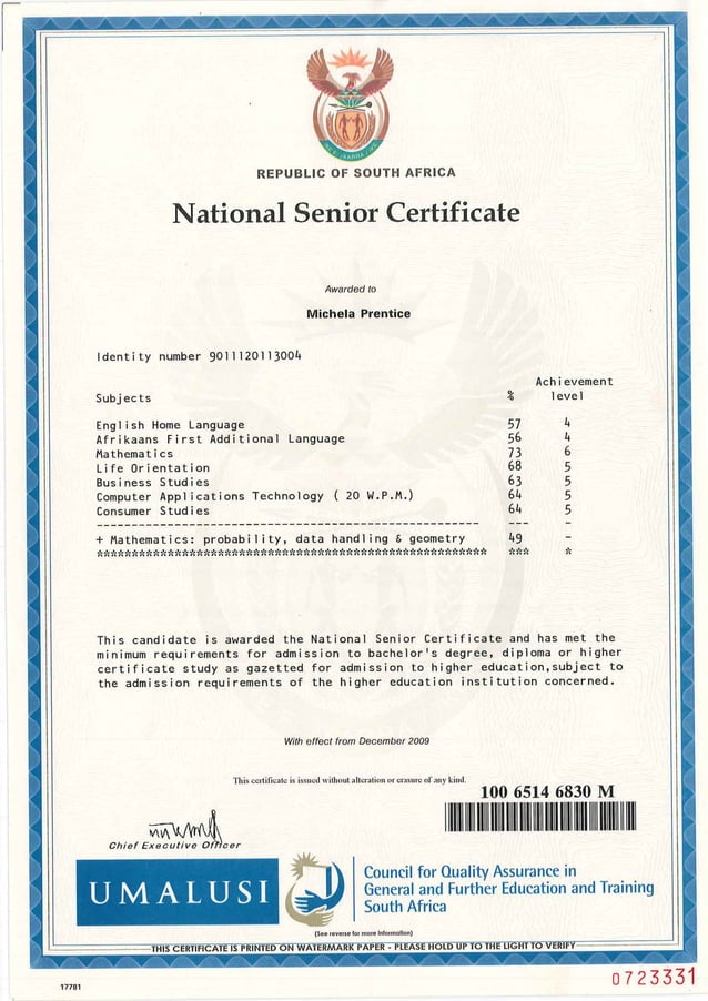 Matric certificate | PDF | Free Download