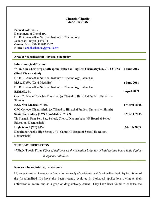 chanda cv | PDF
