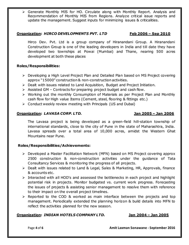 Resume of Amit Sonawane Sep 16 | PDF